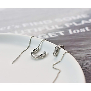 Sterling Silver Earrings Cubic Zirconia Earrings Hypoallergenic Earrings Tassel Earrings Threader Earrings Wave Ear Cuff Silver-Tone Earrings for Women Sensitive Ear Elegant Gift