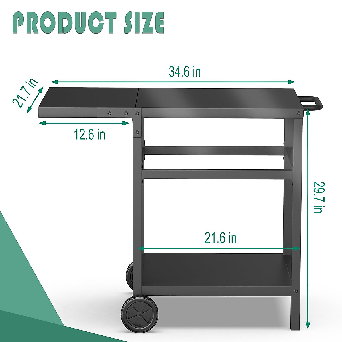 RAXSINYER Double-Shelf Grill Table Outdoor Grill Cart Movable BBQ Table Multifunctional Food Prep Table
