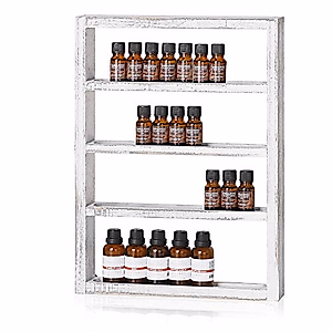 LIANTRAL Essential Oil Storage, Essential Oil Shelf Wall Mounted Wooden Display Shelf Rack for Essential Oils & Nail Polish, Rustic Grey White