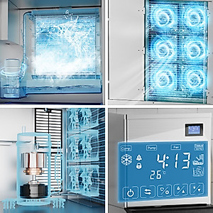 Ice Machine Commercial Ice Maker Machine Large Industrial Stainless Steel Freestanding Ice Machine 410Lbs/24H with 400LBS Storage Bin Ice Ready in 7-12 Mins, Clear Cube Ice (410Lbs/24H)