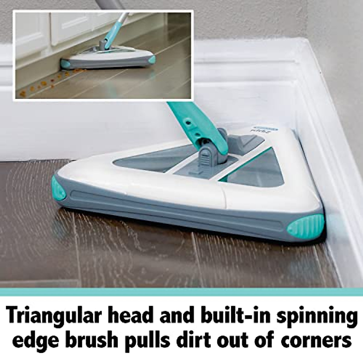 Zippi Sweeper, Powerful and Lightweight Sweeper, Perfect for Carpet Hardwood and Tile, Triangular Design Allows for Sweeping in Corners