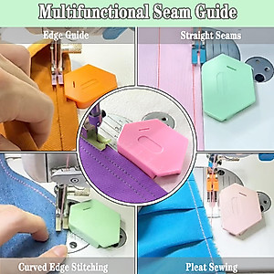 3PCS Magnetic Seam Guide for Sewing Machine, Multifunctional Polygonal Hemmer Guide with Scale, Universal Sewing Quilting Supplies Accessories Tools
