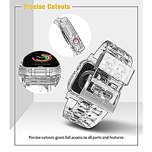 JXVM for Apple Watch Band 41mm 40mm 38mm with Case, Uni-body Protective Bumper Band, Crystal Clear Men Women Sporty Case, with Premium Soft TPU Adjustable Strap for iWatch SE & Series 8 7 6 5 4 3 2 1 (Crystal/Clear)