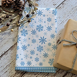 Seliem Winter Let it Snow Snowman Kitchen Dish Towel Set of 2, Blue Snowflakes Chickadee Hand Drying Baking Cooking Cloth, Christmas Tree Pine Cones Holiday Decor Home Decorations 18 x 26 Inch