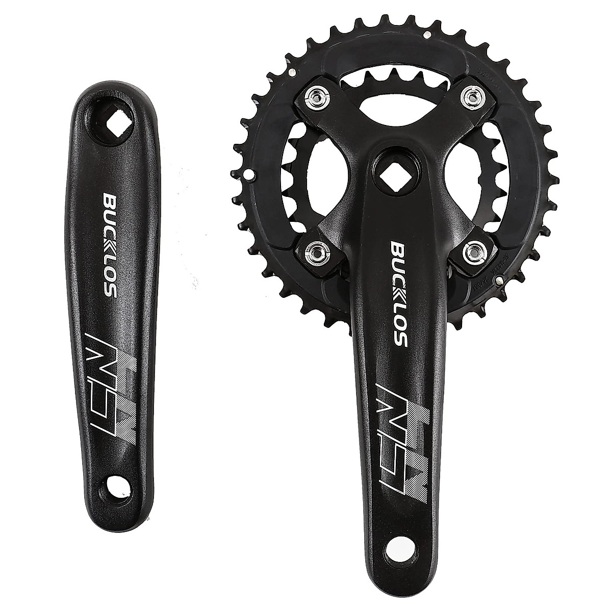 BUCKLOS Double/Triple 64/104 BCD Square Taper Bike Crankset - 2x/3x Mountian Bike MTB 170mm Bicycle Cranksets with 22/24/26/32/38/42/44T Chainring for 8/9/10 Speed