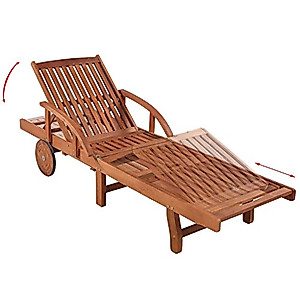 EstaHome Sun Loungers 2 pcs with Table | Adjustable Chaise Lounge Set with Wheels | Rustic Wooden Patio Sunlounger Set | Outdoor Lounge Chair Set | Solid Acacia Wood 78.7" x 26.8" x (11.8"-32.7")
