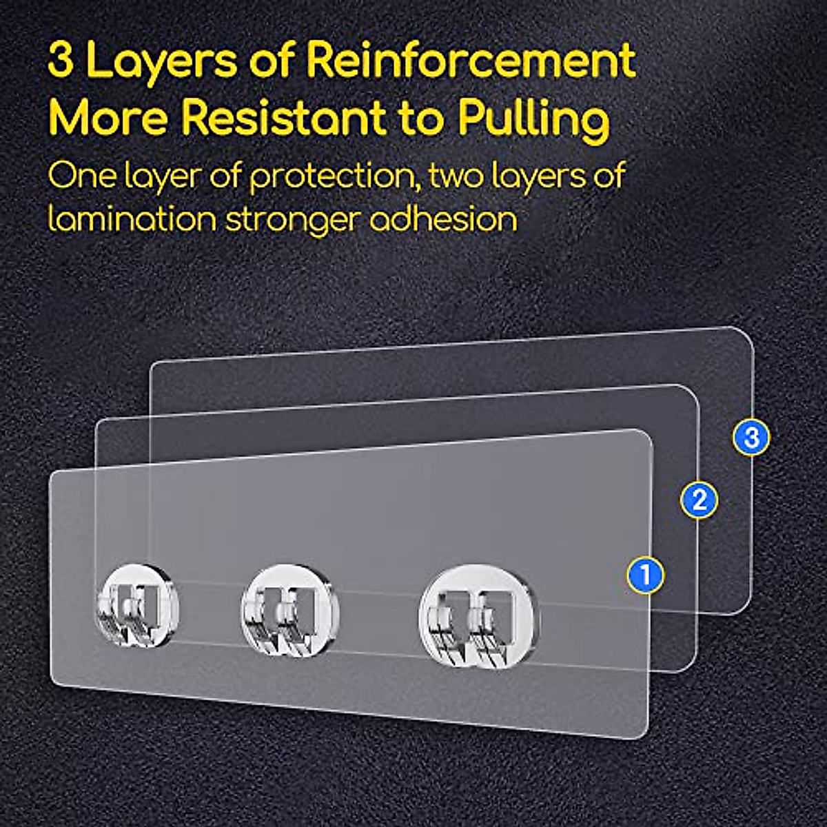 Umart 3 Packs Adhesive Hooks Sticker for Replacement No Drilling No-Trace Transparent Adhesive Waterproof Adhesives Hook Strip for Shower Caddy, Bathroom Storage Shelves and Kitchen Racks
