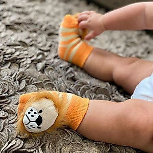 Piero Liventi Lion Boogie Toes Rattle Sock, 1-Pair (0-1Y) Rattles Foot Finder, Rattle Sock Baby Toddler Toy, Present Gift for Newborn Infant Babies Boy Girl Bebe