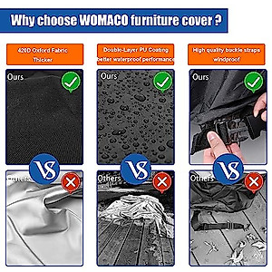 WOMACO Patio Swivel Chair Cover Waterproof Outdoor Tall Swivel Chair Slip Covers Outside Small Large Oversized Wicker Lawn Club Chair Furniture Protector (Black, 37.4" W x 37.4" D x 40" H)