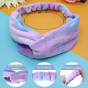 FROG SAC 4 Tie Dye Headbands For Girls, Elastic Knotted Hair Accessories for Kids, Stretch Knot Head Band Hair Accessories for Tweens, Sleepover Party Spa Headband For Washing Face