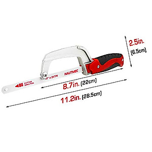 HAUTMEC Mini Hacksaw – Compact Hand Hack Saw Metal Frame With Bimetal HSS Blade HT0035-PL