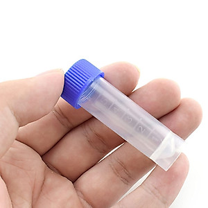 Aifeier ET,5ml Graduated Plastic Tube Vial Small Test Sample Bottle Container with Screw Cap - 50PCS