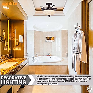 Sunlite 46005 15-Inch Traditional Dome Ceiling Light, Classic Ornate Semi Flush Mount, Alabaster Glass Shade, 3 Sockets (Bulbs Not Included), for Bedrooms, Hallways & Bathrooms, Weathered Bronze