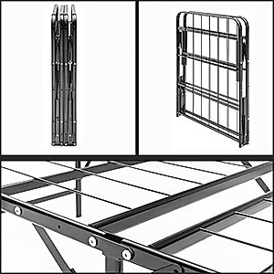 Zayton, 14-Inch Quickbase Metal Platform Bed Frame Foundation with 5" Medium Firm Tight Top High Density Foam Mattress, Twin, Gray