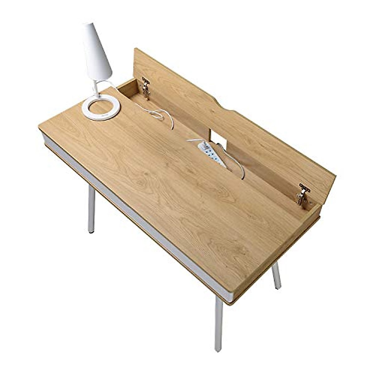 Techni Mobili Modern Multi Computer Desk with Storage, 30" x 21.7" x 45.3", Pine