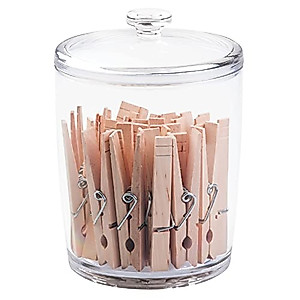 mDesign Plastic Laundry Shelf Storage Organizer Jar Holder Set for Laundry Room Storage - Holds Detergent Powder, Pods, Clothes Pins, Dryer Sheets, Scent Boosters - 3 Pack - Clear