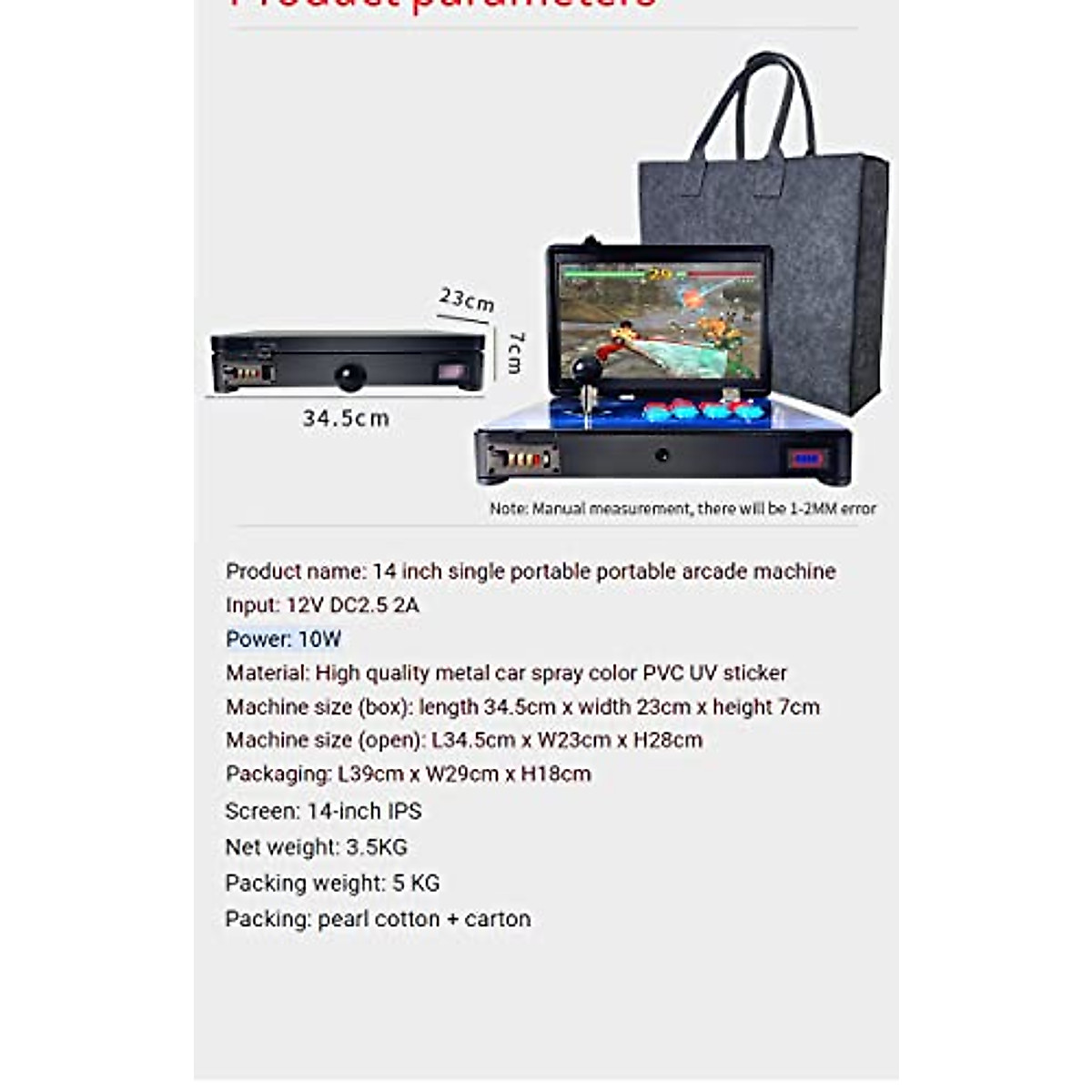 WYGaming Pandora Arcade Portable Retro Video Game Player Built-in 20000+ Classic Games 14 inch LED Integrated Recreation Arcade Emulator Console Compatible with FBA/N64/Arcade/MAME