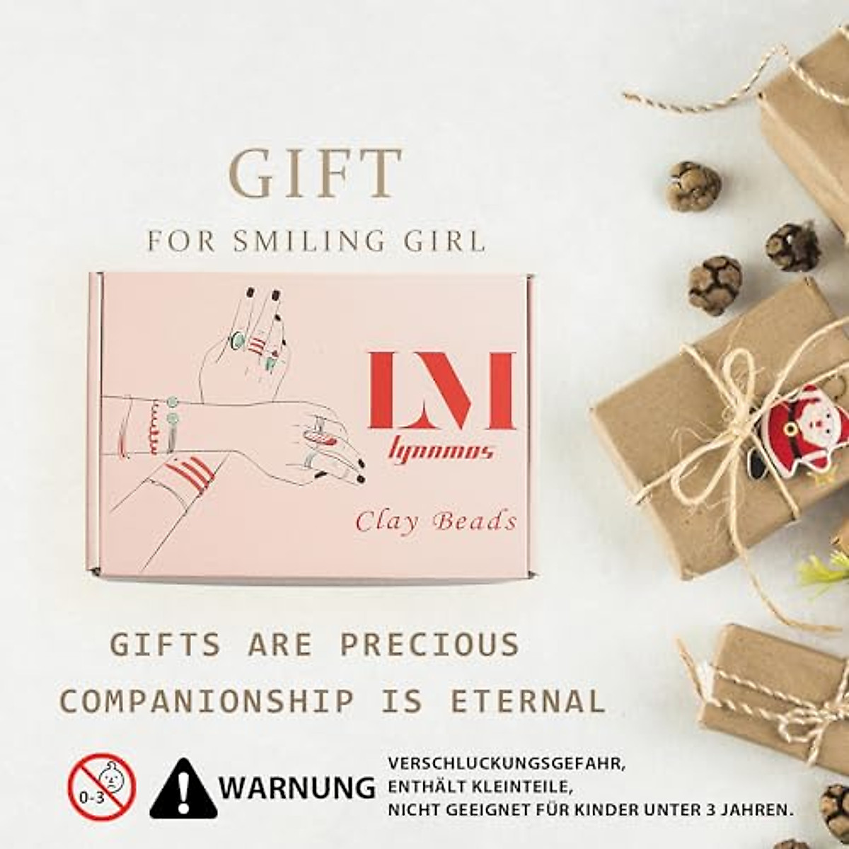 Lynnmos Clay Beads 8000 Pcs 2 Boxes Bracelet Making Kit - 24 Colors Polymer Clay Beads for Bracelet Making Set - Heishi Disc Beads for Jewelry Making kit with Charms and Gift Pack for Girls