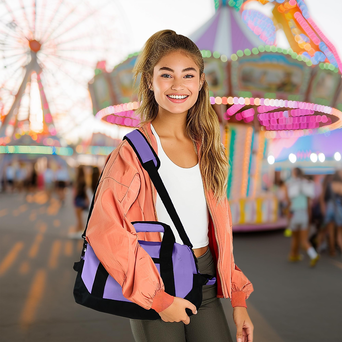 Dalix 14" Small Duffle Bag Two Toned Gym Travel Bag in Purple