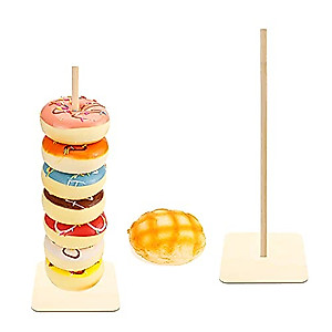 Samanter 3Pack Wood Donut Display Doughnuts Stands Tower Donut Stand Holder for Birthday Wedding Party Cake Decor