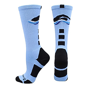 MadSportsStuff Swimmer Logo Athletic Crew Socks (Columbia Blue/Black, Large)