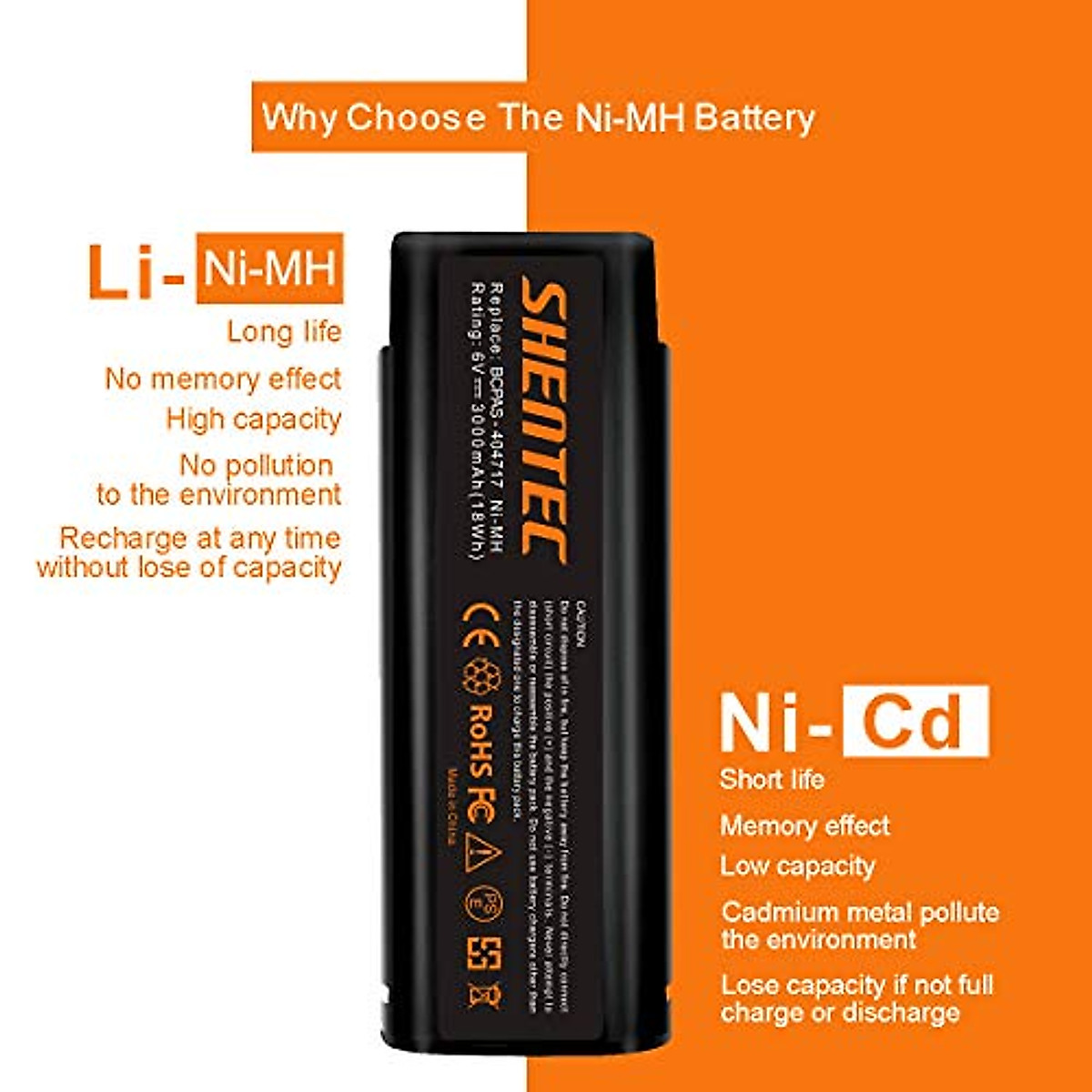 Shentec 2-Pack 3000mAh 6V Battery Compatible with 404717 B20544E BCPAS-404717 404400 900400 900420 900600 901000 902000 B20720 CF-325 IM200 F18 IM250 IM250A IM350CT IM350A PS604N, Ni-MH