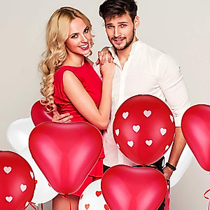 80 Pieces Heart Balloons Decorations Kit, Heart Shape Latex Balloons Valentine Balloons with 4 Twine String Roll for Valentines Day Decorations