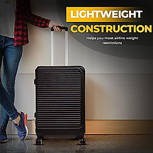 SO-FLY 3 Piece Luggage Sets Long Lasting ABS Durable Lightweight Hardshell Spinner Wheels 3pcs Hardside Suitcases with TSA Locks & 3-Year Warranty (Black)