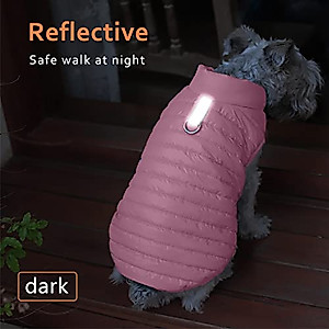 Harikaji Dog Winter Coat with D Ring,Super Light Small Dogs Warm Coat Zip Waterproof Pet Cat Warm Jacket Vest Apparel for Small Medium Dogs(Pink,L)