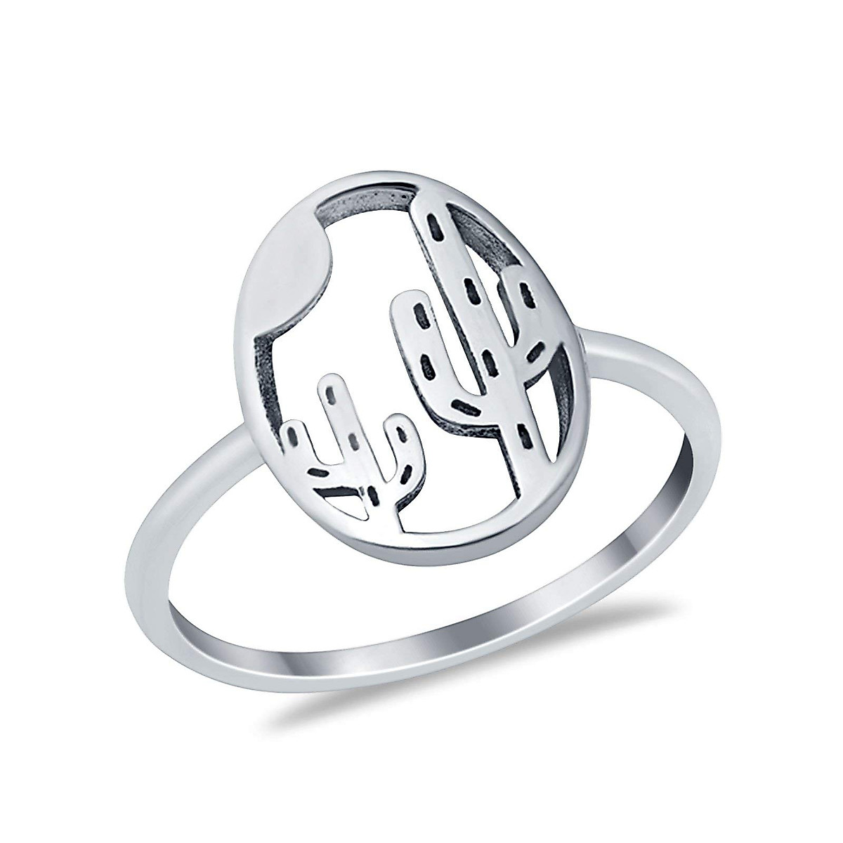 Blue Apple Co. Sterling Silver Size-6 Cactus Ring Band Round 925 Sterling Silver