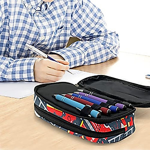 Fire Truck Custom Pencil Pen Case, Personalized Pencil Bag Pouch Box with Zipper, Pencil Pouch for School Office and Travel