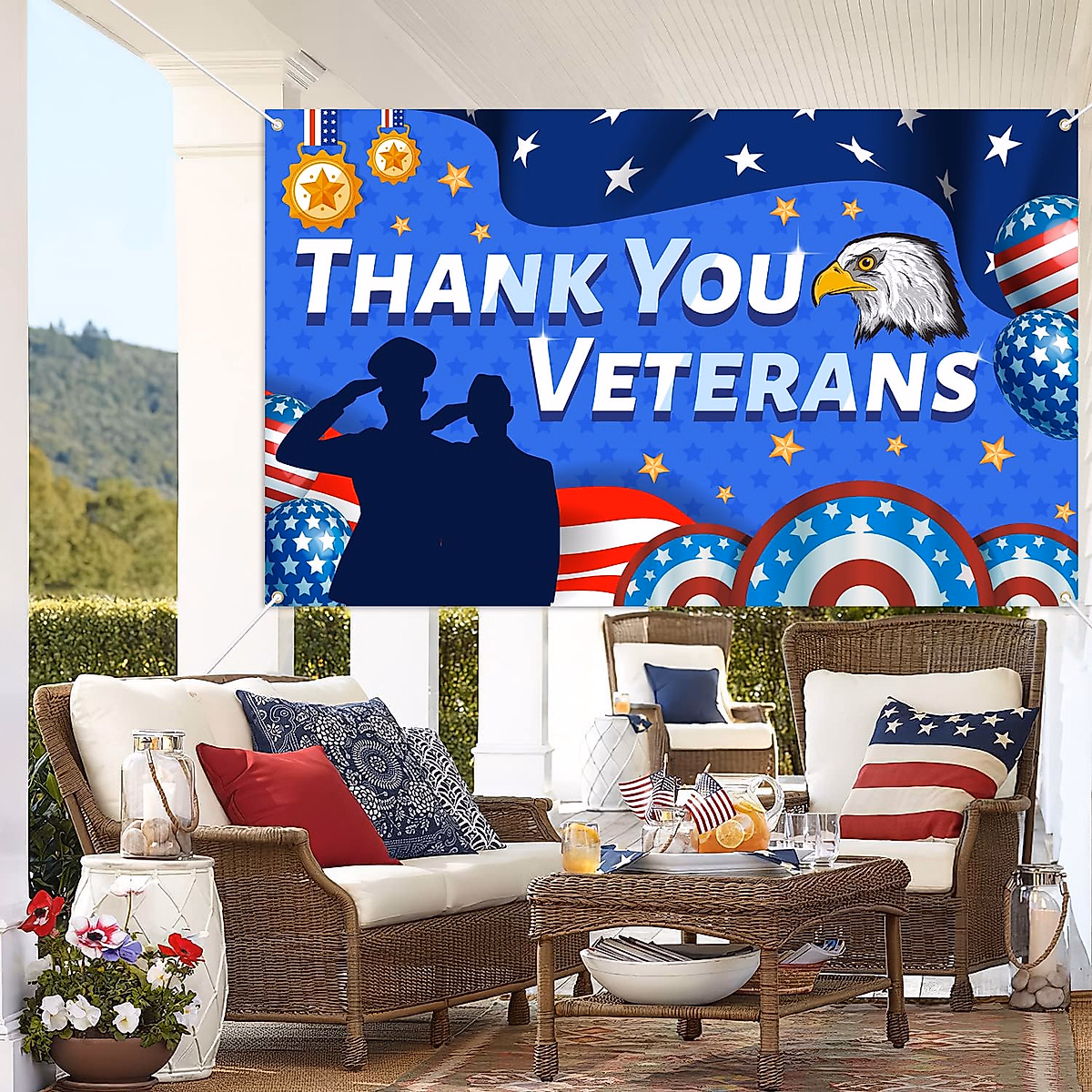 Veterans Day Banner Backdrop, Thank You Veterans Banner, Veterans Day Decorations, Veterans Day Background Backdrop for Photography, Veterans Day Party Decorations