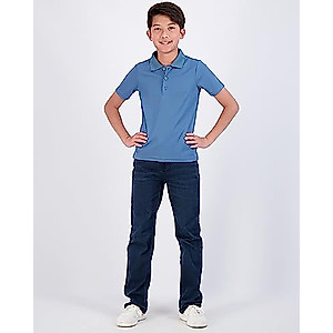 3 Pack: Boy's Active Athletic Polo Shirt Teen Boys Dri Fit Boy Shirts Polos Button Uniform Kids Tee Short Sleeve Golf Tennis Clothing Black Performance School Dress Casual Tops - Set 8, L (10/12)