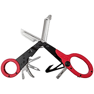 SOG ParaShears Lightweight Backcountry Stainless Steel Multi-Tool, 11 Tools Compound Leverage Technology, Red