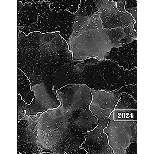2024: Black galaxy marble, Daily, Weekly, Monthly planner, with Note TO-DO list, 180 Pages 8.5in/11in