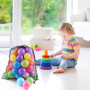 KUUQA 10 Pcs Mesh Drawstring Bag,Laundry Bag,Mesh Stuff Sack,Golf Ball Bag,Nylon Mesh Bag for Storage,Travel and Sports (Black, 13"x15.5")