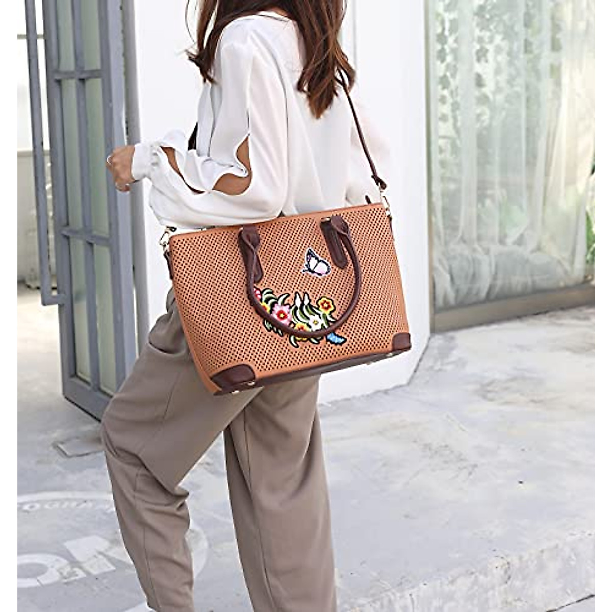 MKF Shoulder Handbag for Women: PU Leather Satchel-Tote Bag, Top-Handle Purse, Ladies Pocketbook