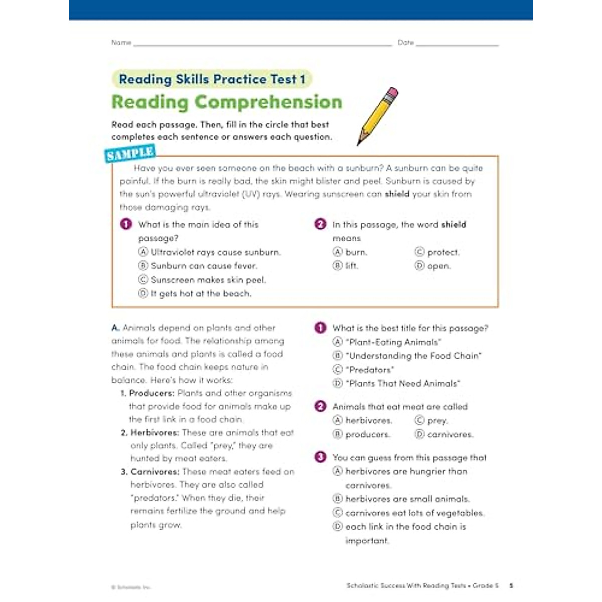 Scholastic Success with Reading Tests Grade 5 Workbook