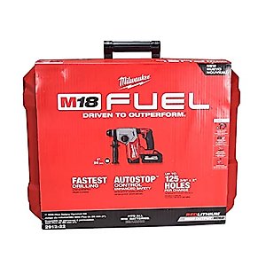 Milwaukee 2912-22 M18 FUEL Brushless Lithium-Ion 1 in. Cordless SDS Plus Rotary Hammer Kit (6 Ah)