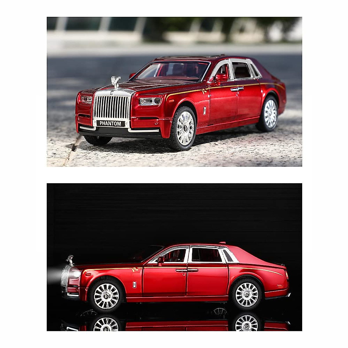 Alloy Collectible Red Rolls Royce Phantom Toy Pull Back Vehicles Diecast Model Car