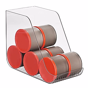 mDesign Plastic Kitchen Storage Organizer Container Bins for Pantry, Fridge, Freezer Organization - Holds Canned Food, Soup Can, Soda Water Bottle - Ligne Collection - Clear