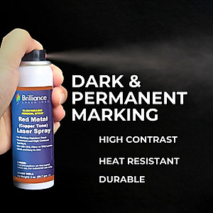 Brilliance Laser Inks 2 Oz Laser Marking Spray - Copper Tone Red, Permanent High Contrast Metal Engraving Aerosol for Fiber, YAG, Diode, and CO2 Laser Engraver Machine, BLI202