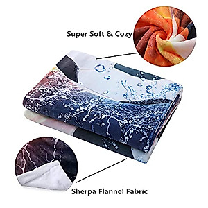 Sviuse Soccer Blanket Sports Ball Throw Blanket Blue Flame Teens' Soccer Fans Soft Cozy Football Blanket for Boys Men Sofa Travel Living Room Bedroom (50"X60", Soccer)