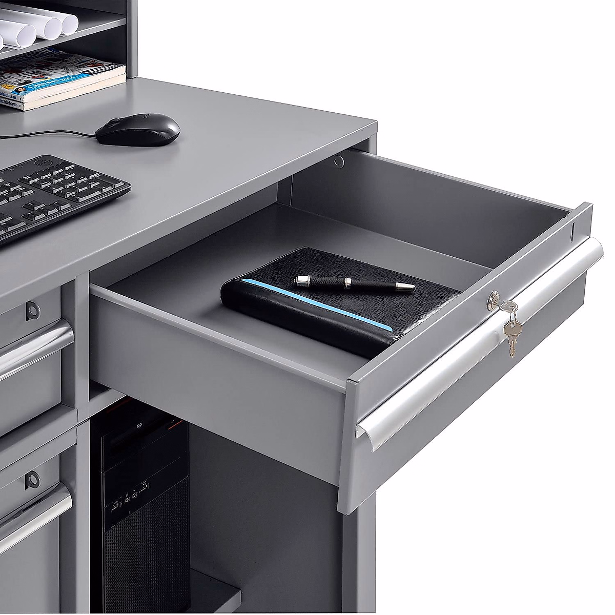 Global Industrial 4-Drawer Shop Desk, 38" W x 29" D x 51" H, Gray