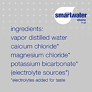 smartwater Alkaline Water 9+Ph, Vapor Distilled Premium Water, 33.8 Fl Oz (Pack Of 6)