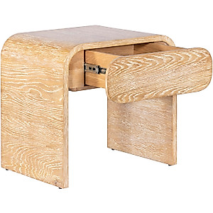 Meridian Furniture 862-NS Cresthill Collection Mid-Century Modern Nightstand, White Oak, 24" W x 18" D x 23" H