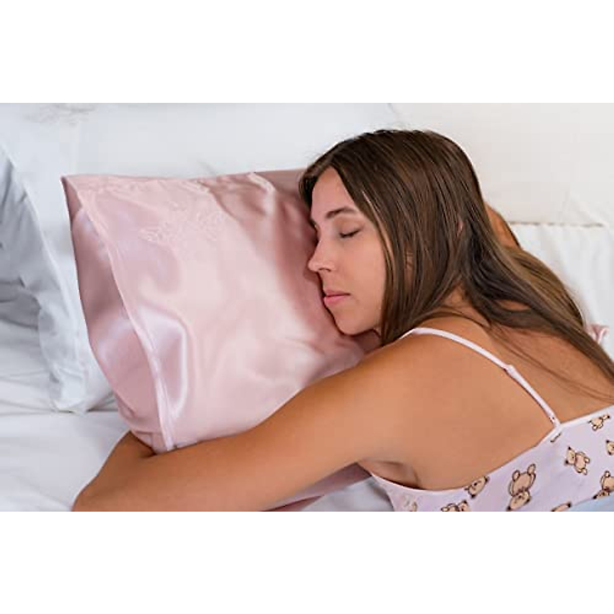 QUEEN BEE SILK - Silk Pillowcase for Hair and Skin - 22 Momme Mulberry Silk - Charmeuse Weave - Envelope Closure - Standard Size - Pink