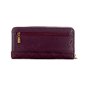 GUESS Gaia Large Zip Around Wallet, Plum