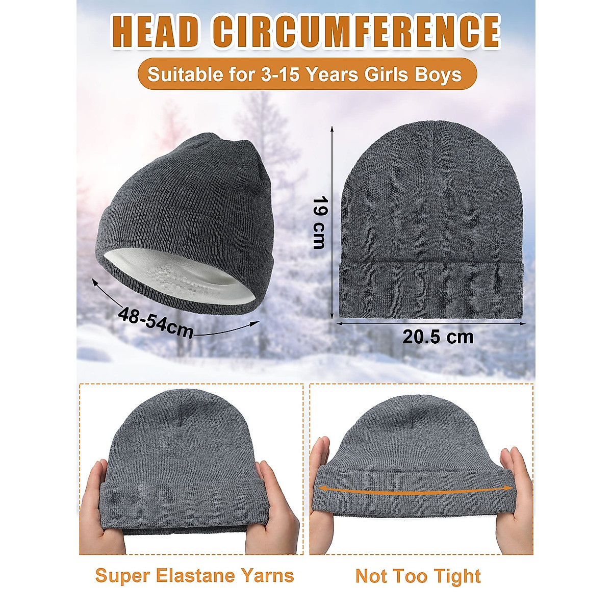 SATINIOR 4 Pieces Kids Satin Lined Beanies Winter Toddler Knit Ski Baby Beanie Hat Warm Skull Caps for 3 to 15 Child Baby Boys Girls