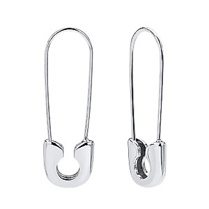 Dainty Hoop Women Earrings Silver Safety Pin Earrings